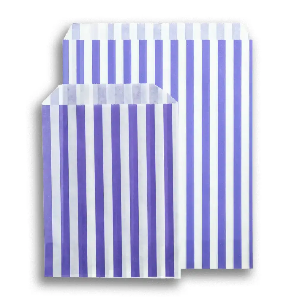 Candy Striped Purple Paper Bags| Rocaba Packaging